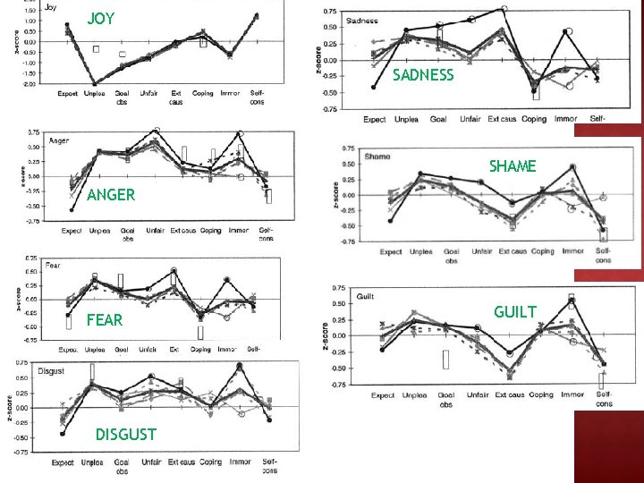 Cognitive appraisal patterns the same for each emotion