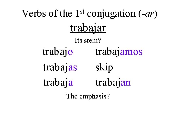 Verbs in the Present Tense Los verbos en