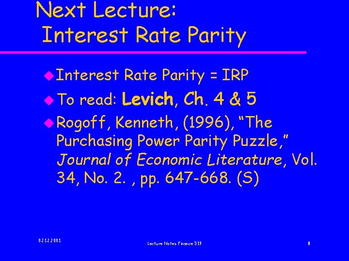 Finance 319 Lecture 10 Course Website http www