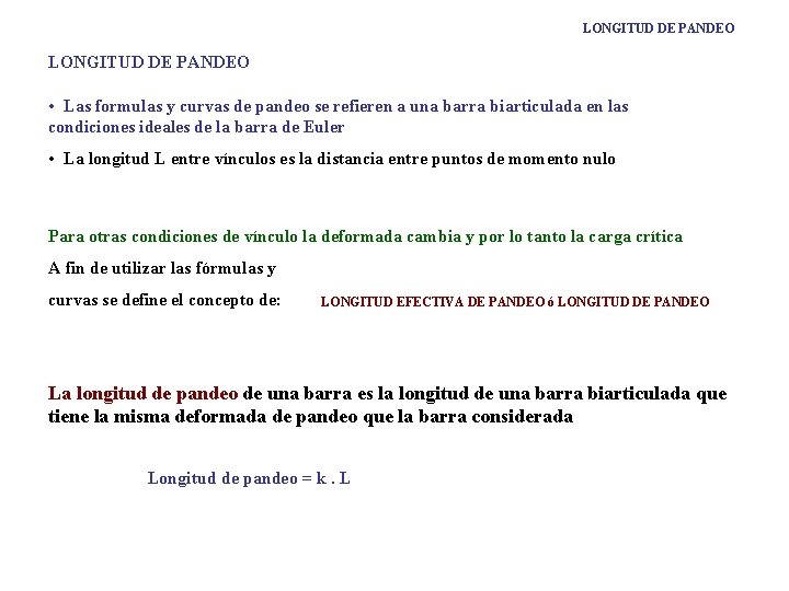 LONGITUD DE PANDEO Las formulas y curvas de