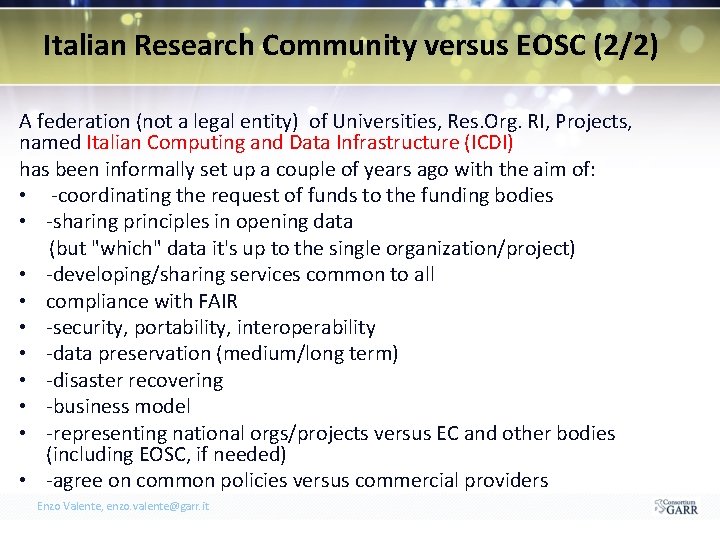National Reporting by GARR Italy on what was