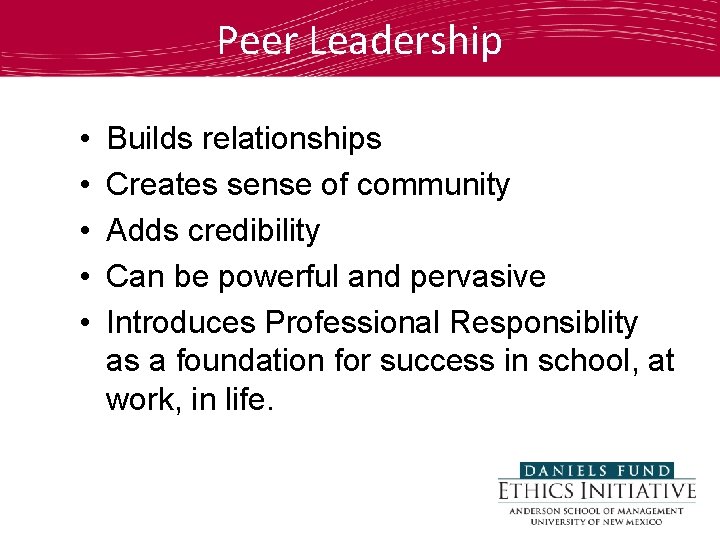 Creating a Professionally Responsible Culture Through Peer Leadership