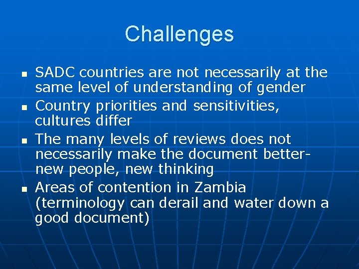 Southern Africa Development Cooperation SADC Gender Equality Protocol