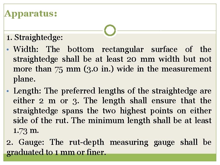 Surface Irregularity Test The Straightedge Method PREPARED BY