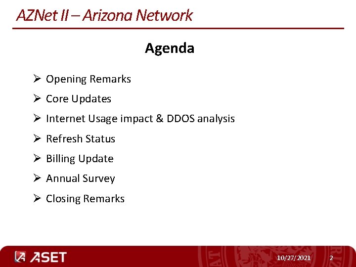 AZNet II Arizona Network STEERING COMMITTEE November 18