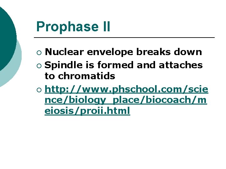 Meiosis REVIEW OF CELL CYCLE WITH MITOSIS Prophase