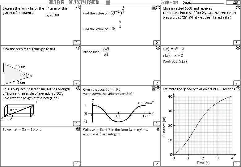 MARK MAXIMISER Express the formula for the nth