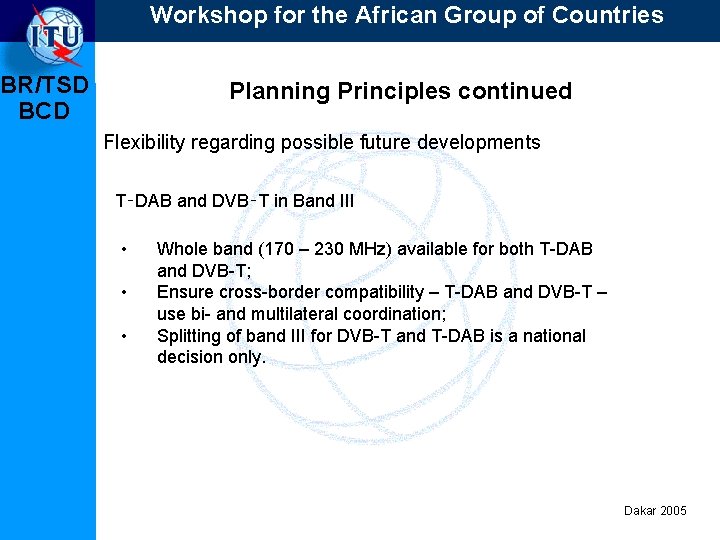 BRTSD BCD Workshop for the African Group of