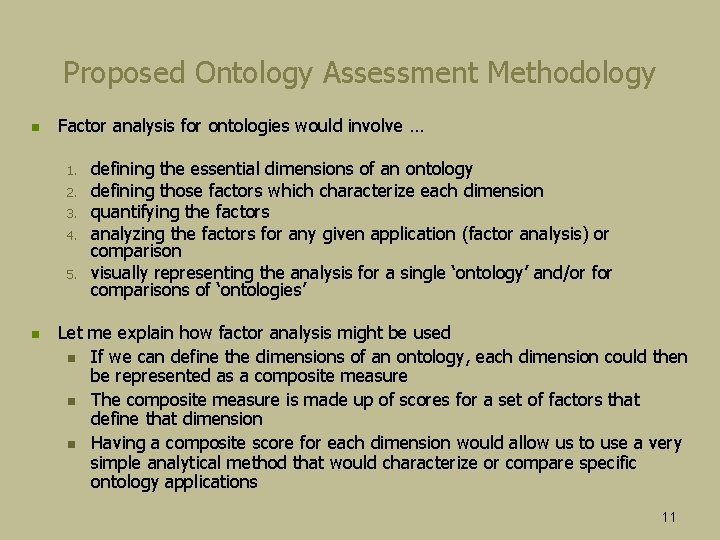 Ontology Assessment Proposed Framework and Methodology 1 Which