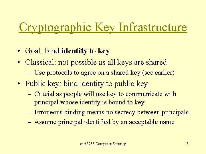 Bishop Chapter 10 Cont Key Management Certificates csci