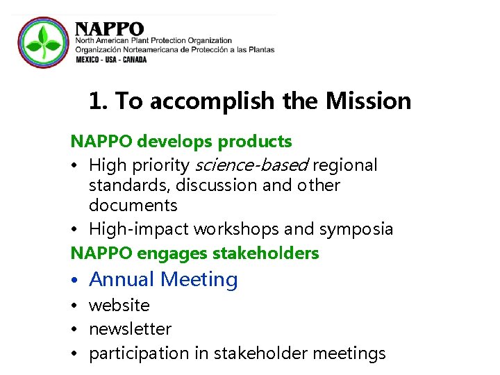 my job today 1 specificities of NAPPO 2