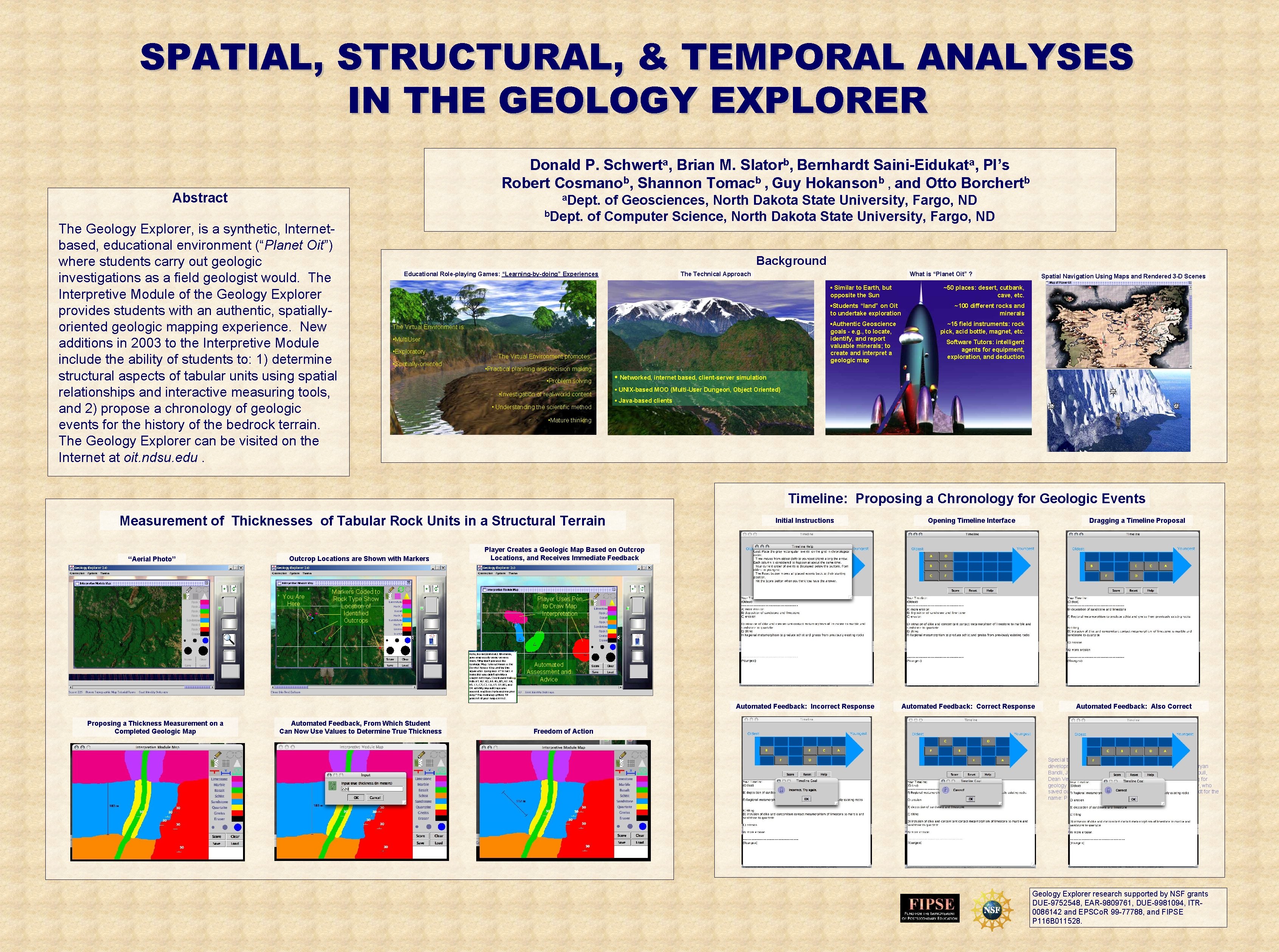 SPATIAL STRUCTURAL TEMPORAL ANALYSES IN THE GEOLOGY EXPLORER