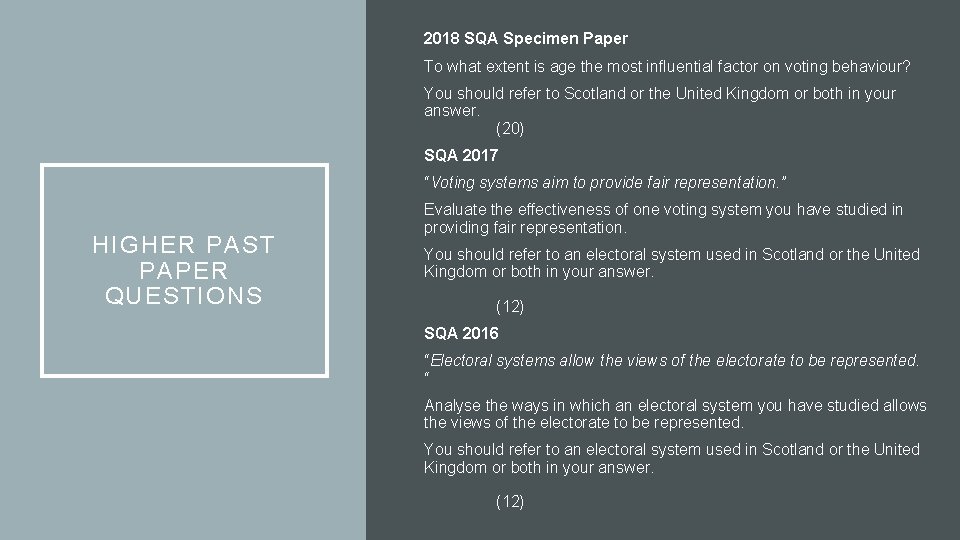 2018 SQA Specimen Paper To what extent is