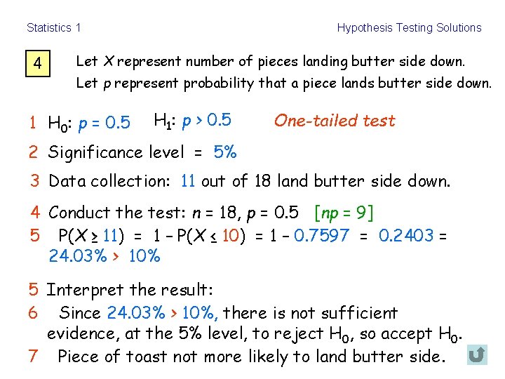 The Further Mathematics Network Worked Solutions to Hypothesis