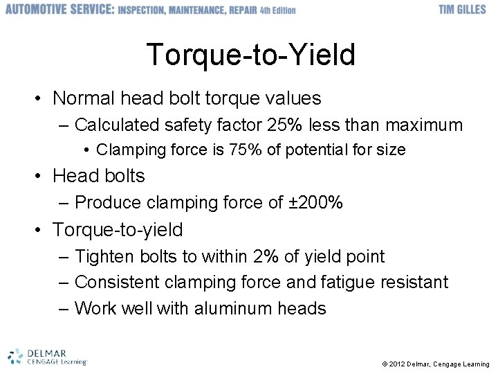 Engine Sealing Gaskets and Fastener Torque Chapter 51
