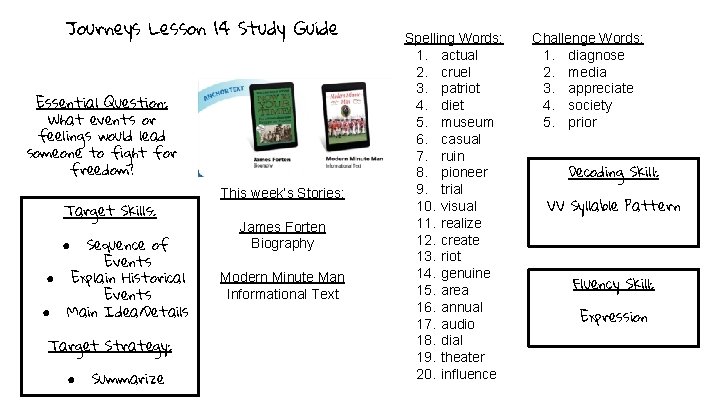 Journeys Lesson 14 Study Guide Essential Question What