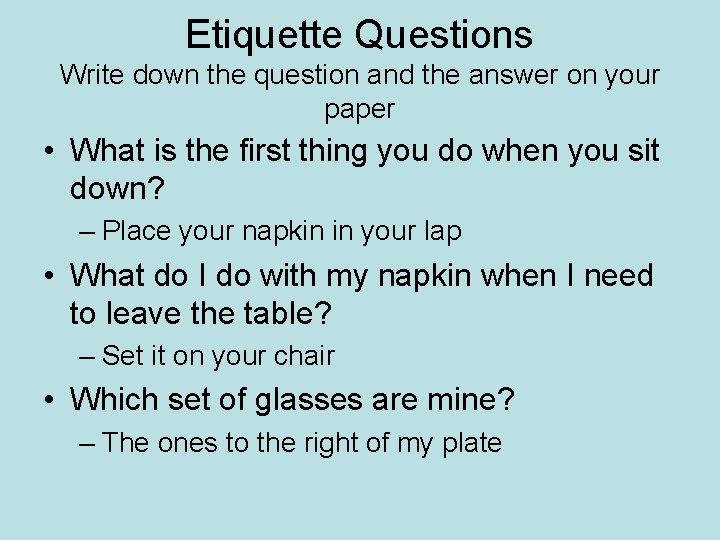 Table Setting and Etiquette Foreign and Gourmet Foods