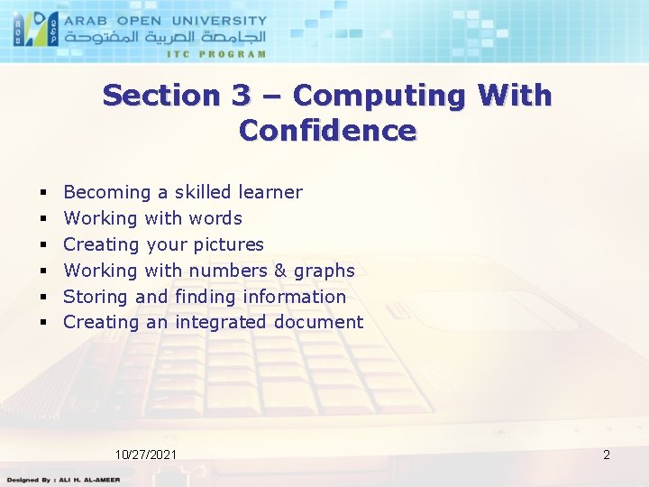 1 Section 3 Computing With Confidence Becoming a