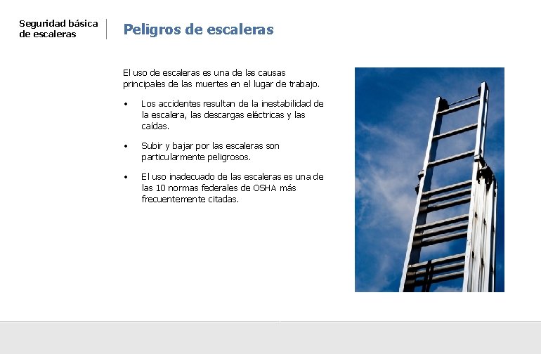 Seguridad de escalerasEscaleras porttiles Descargo de responsabilidad Este