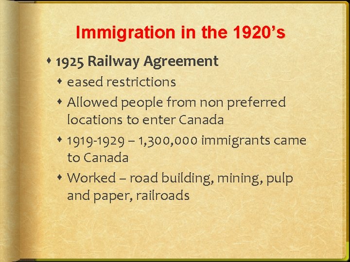 Immigration in the 1920s Immigration in the 1920s