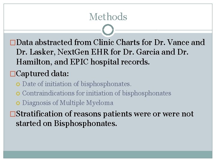 Multiple Myeloma Treatment with Bisphonates Sarah Kunin MD
