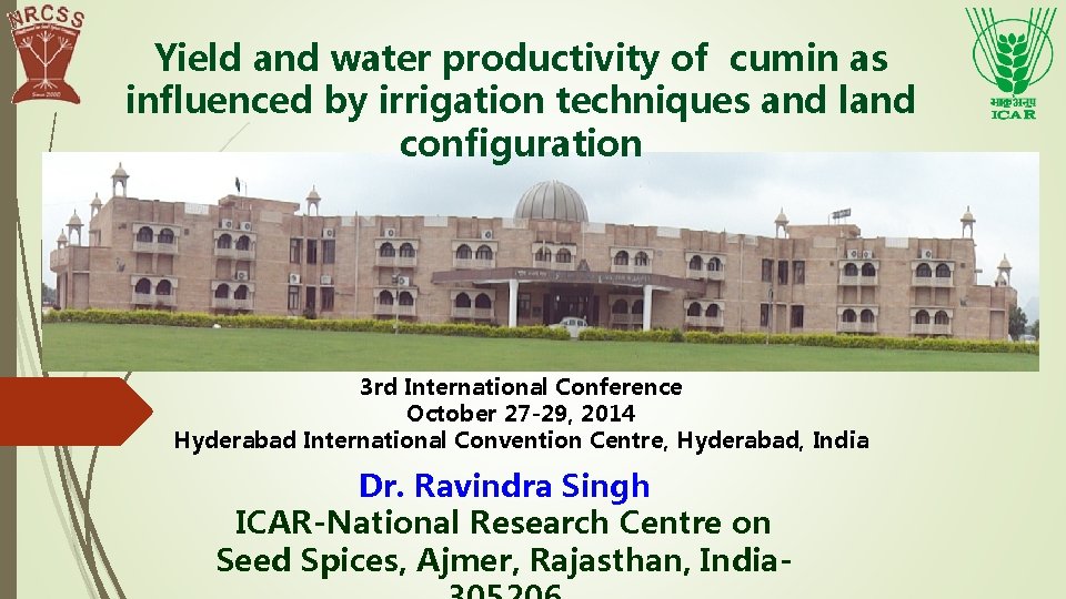 Yield and water productivity of cumin as influenced