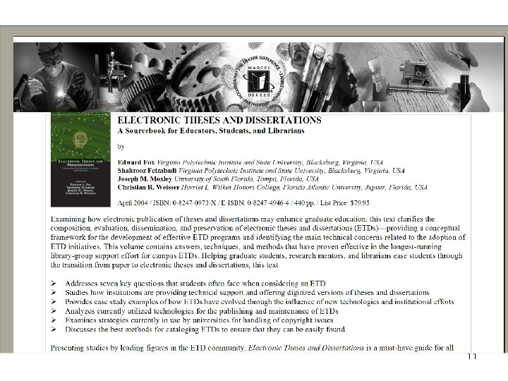 Introduction to NDLTD and Brief History of the