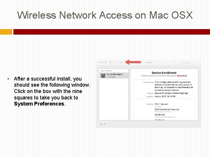 Wireless Network Access on Mac OSX Onboard configuration