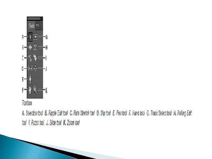 Tool panel in Adobe Premiere Tools panel When