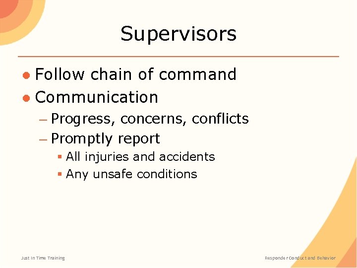 Health and Safety Responder Conduct and Behavior Code