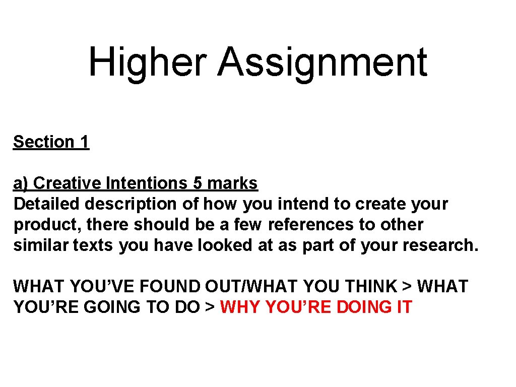 Higher Media Assignment Higher Assignment Breakdown 50 Of