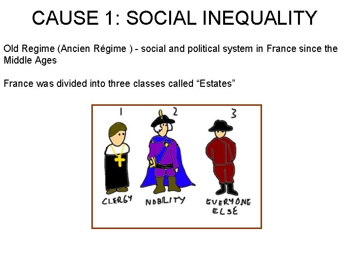 French Revolution Begins Three causes 1 Social inequalities