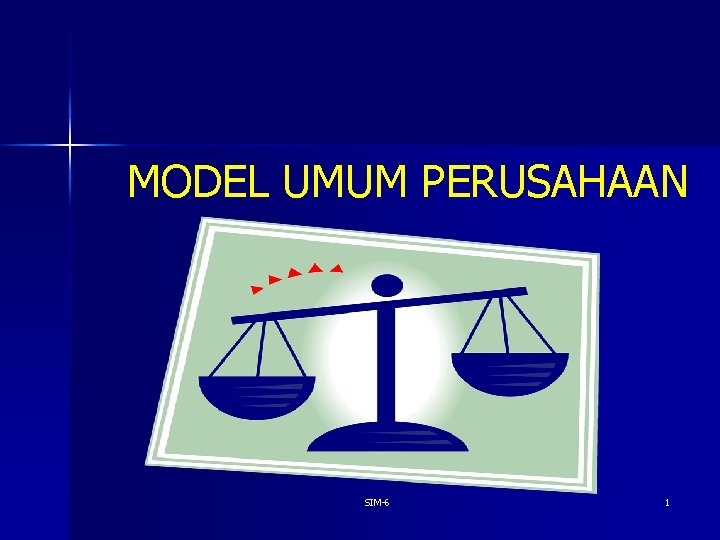 MODEL UMUM PERUSAHAAN SIM6 1 Model Adalah penyederhanaan