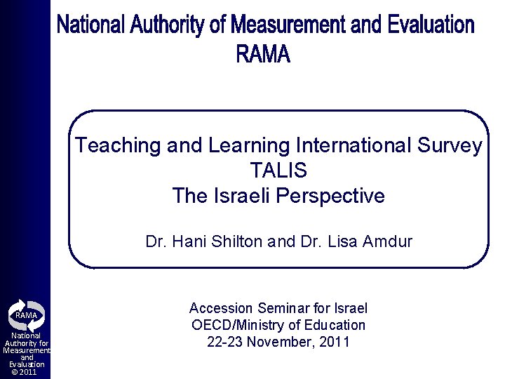 Teaching and Learning International Survey TALIS The Israeli