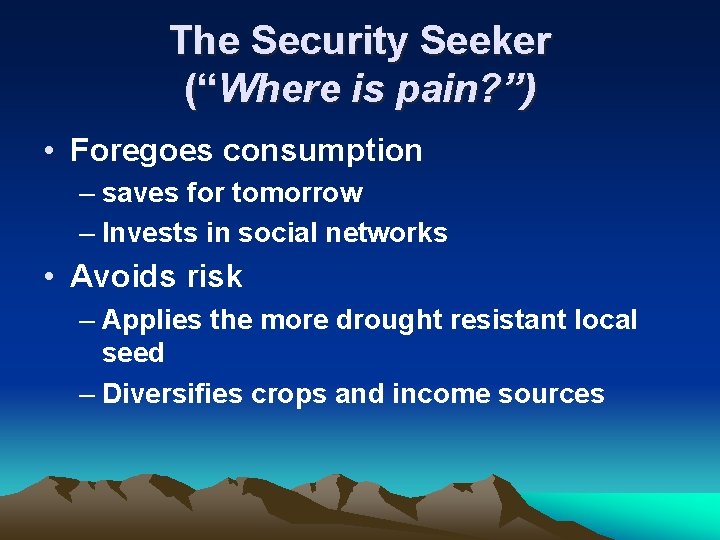 Poverty and Shocks why insurancesafety nets can be