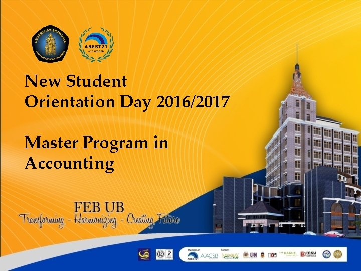 New Student Orientation Day 20162017 Master Program in