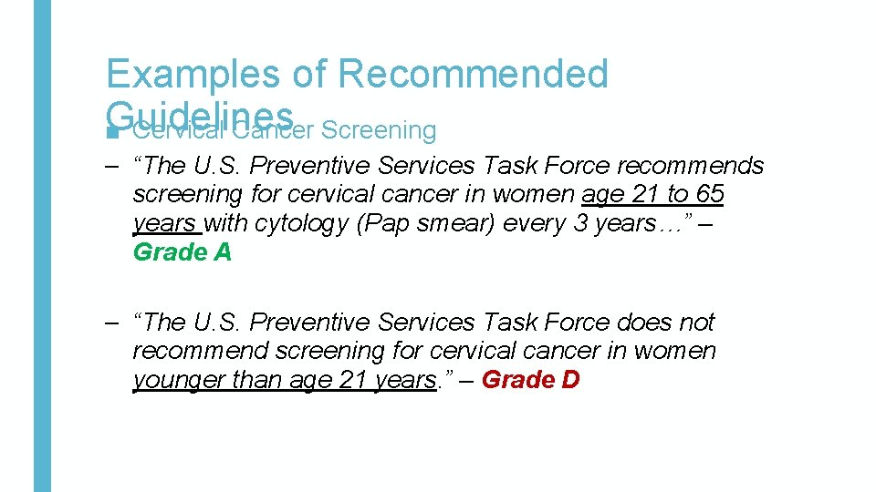 Maternal and Child Health Prevention Guidelines Learning Objectives