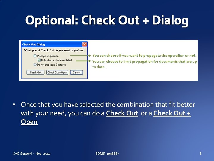 New Check Out CAD Support Nov 2010 EDMS