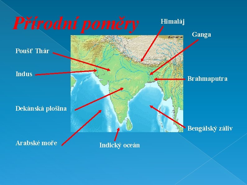 Indick republika Mapa Asie poloostrov Pedn Indie 7
