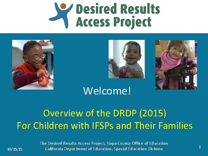 Welcome Overview of the DRDP 2015 For Children