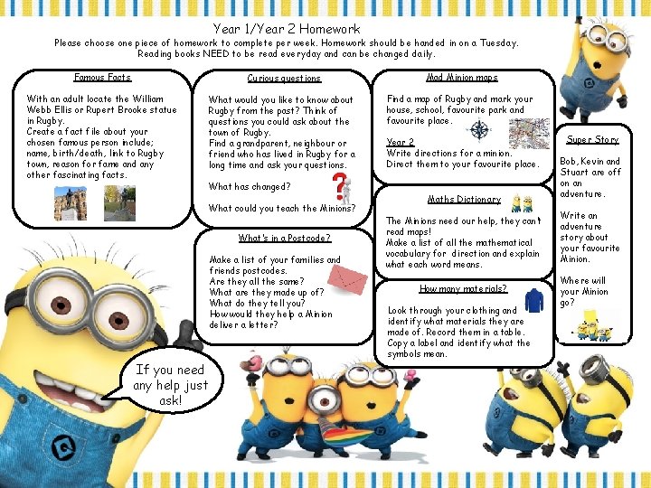 Year 1Year 2 Homework Please choose one piece