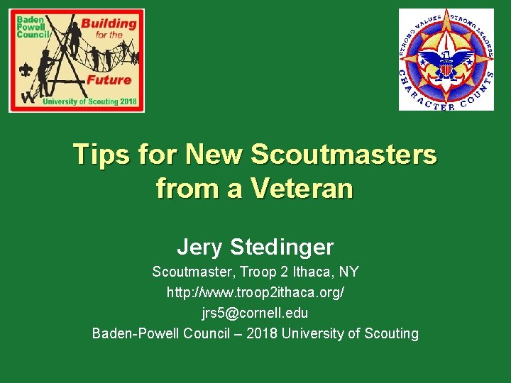 Tips for New Scoutmasters from a Veteran Jery