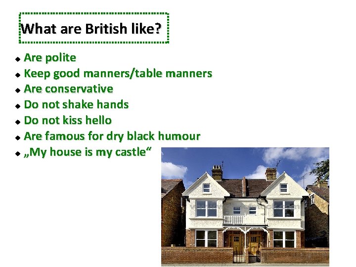 The national stereotypes Tematick oblast Anglitina The UK