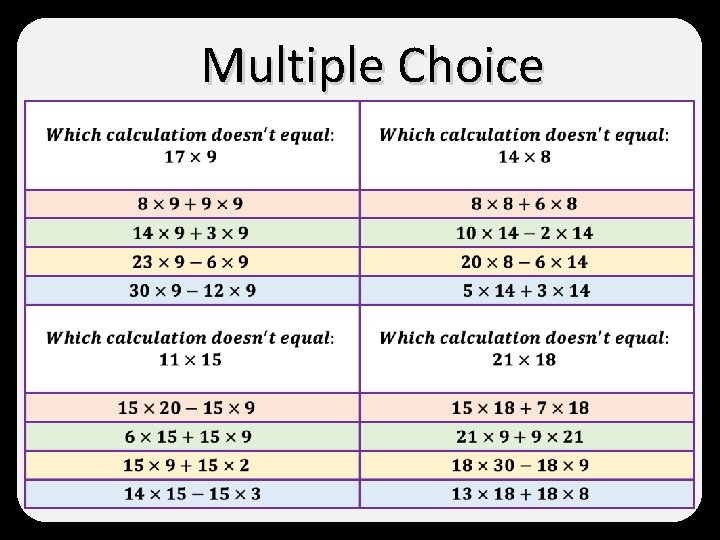 Multiple Choice Question A B C D Which
