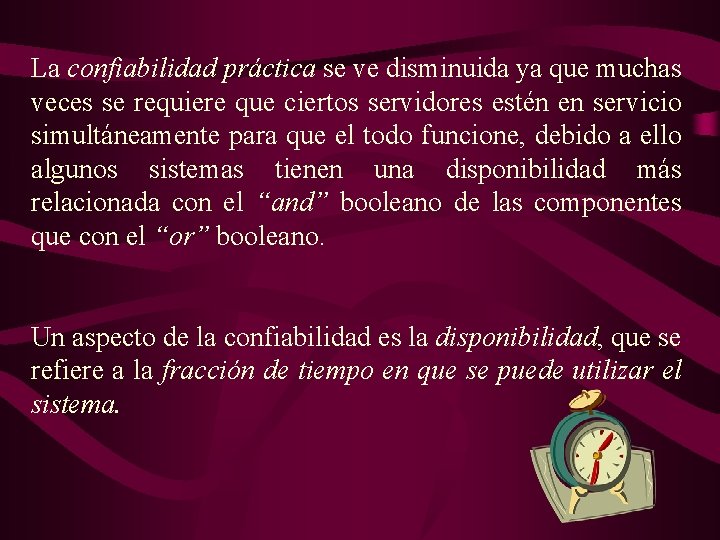 Aspectos para Disear un Sistema Distribuido Confiabilidad Un