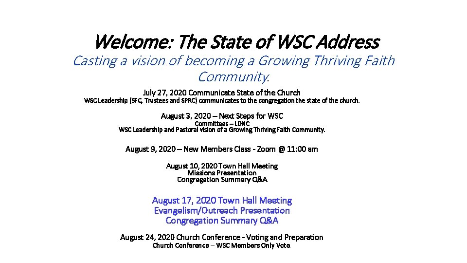 Welcome The State of WSC Address Casting a