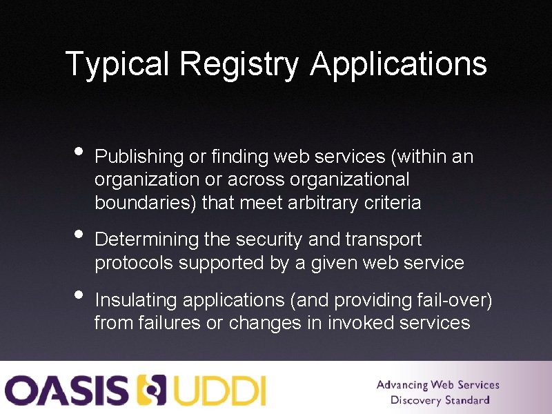 UDDI Overview Web Services Registry SOA Enabler What