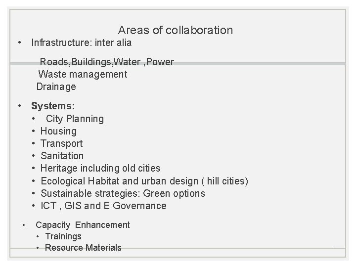 Urban design Areas of collaboration Infrastructure inter alia
