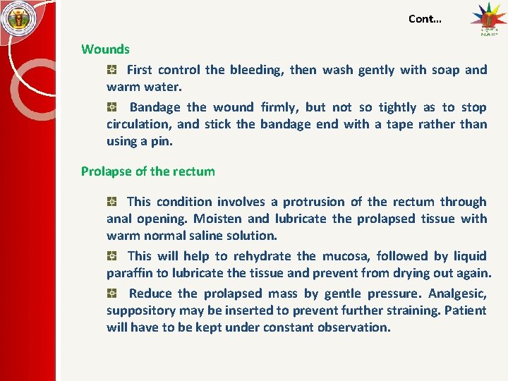 First aid of farm animals In all of