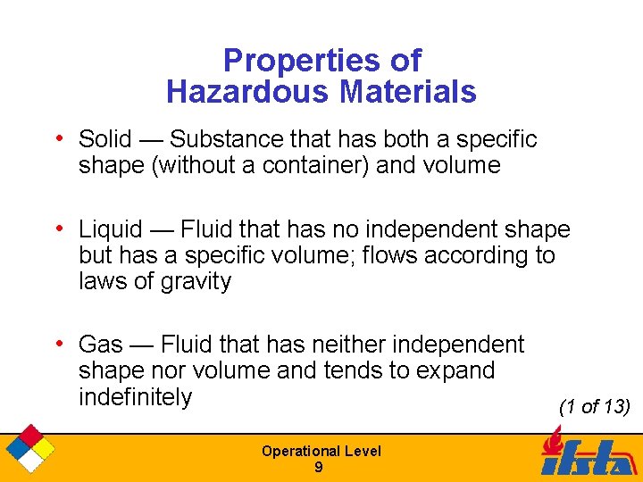 Operational Level Lesson 1 Presentation Hazardous Materials for